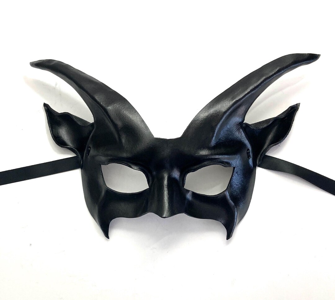 Black Leather Goat Mask Entirely Handcrafted Costume Halloween Mardi ...