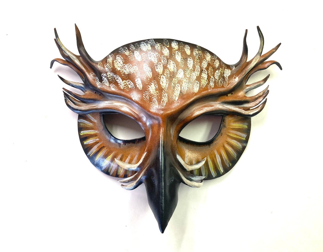 Horned Owl Leather Mask Layered Construction Entirely Hand Crafted ...