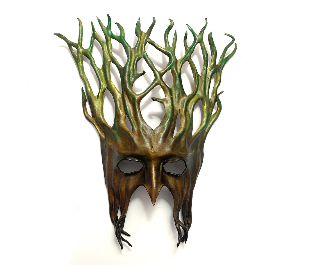 Big Leather Tree Mask Greenman Forest Greenman Greenwoman 14 1/2 Tall ...