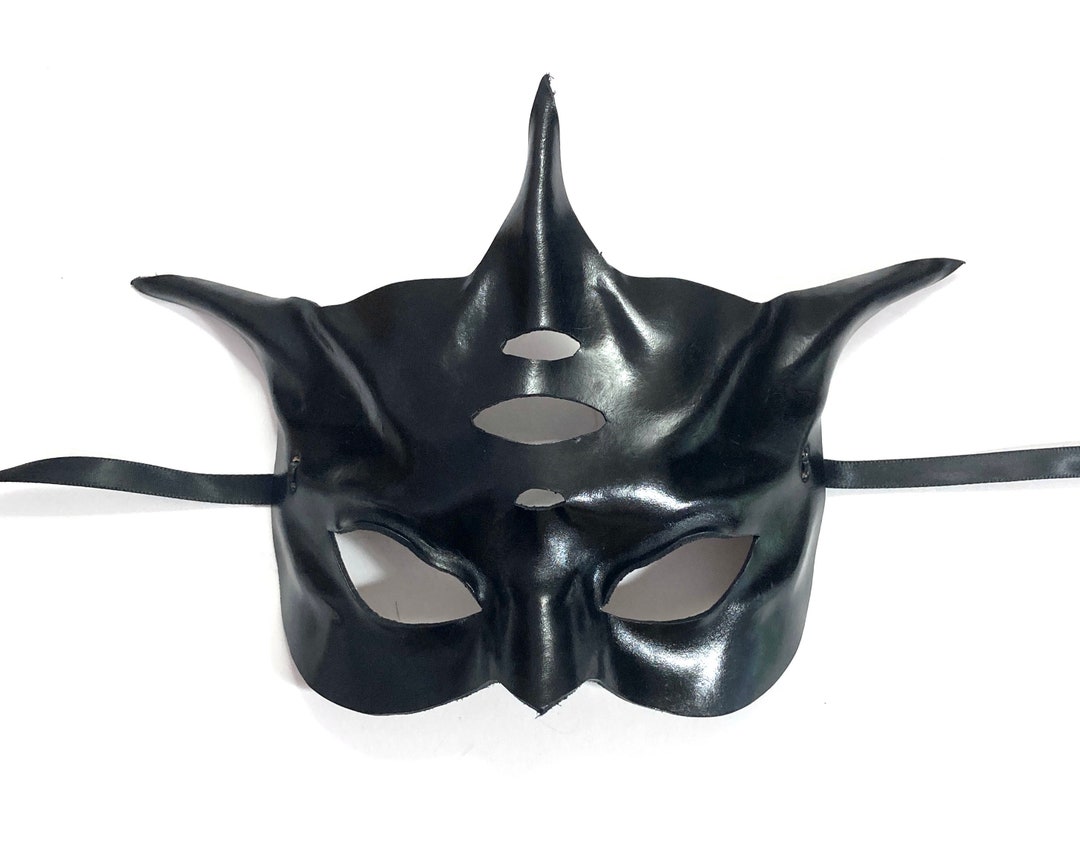 Black Leather Abstract Alien Mask Entirely Handcrafted Costume Art ...