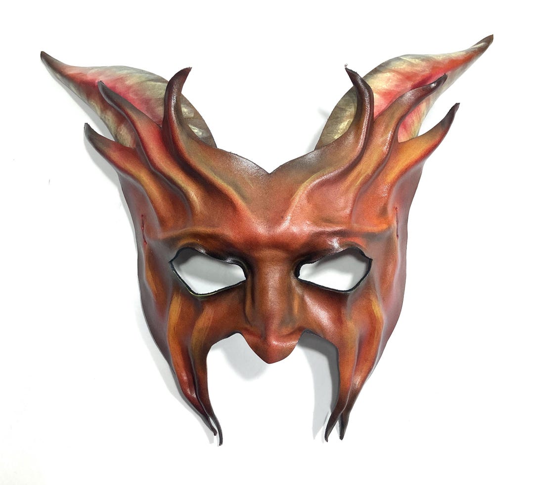Leather Red Devil Mask Entirely Handcrafted Costume Masks Masquerade ...