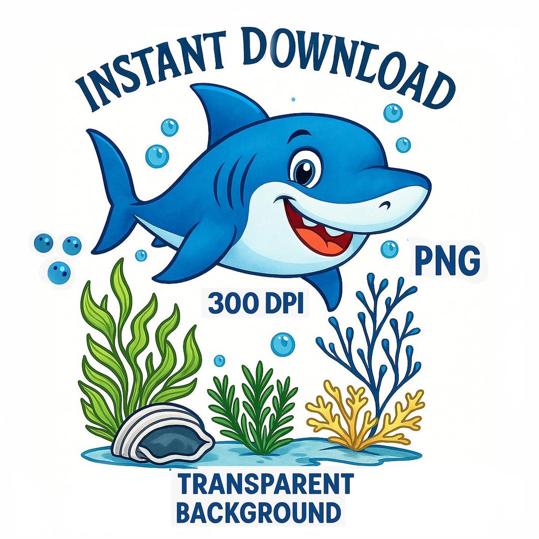 Watercolor Shark PNG Clipart, Cute Baby Shark Ocean Animal Nursery Wall ...