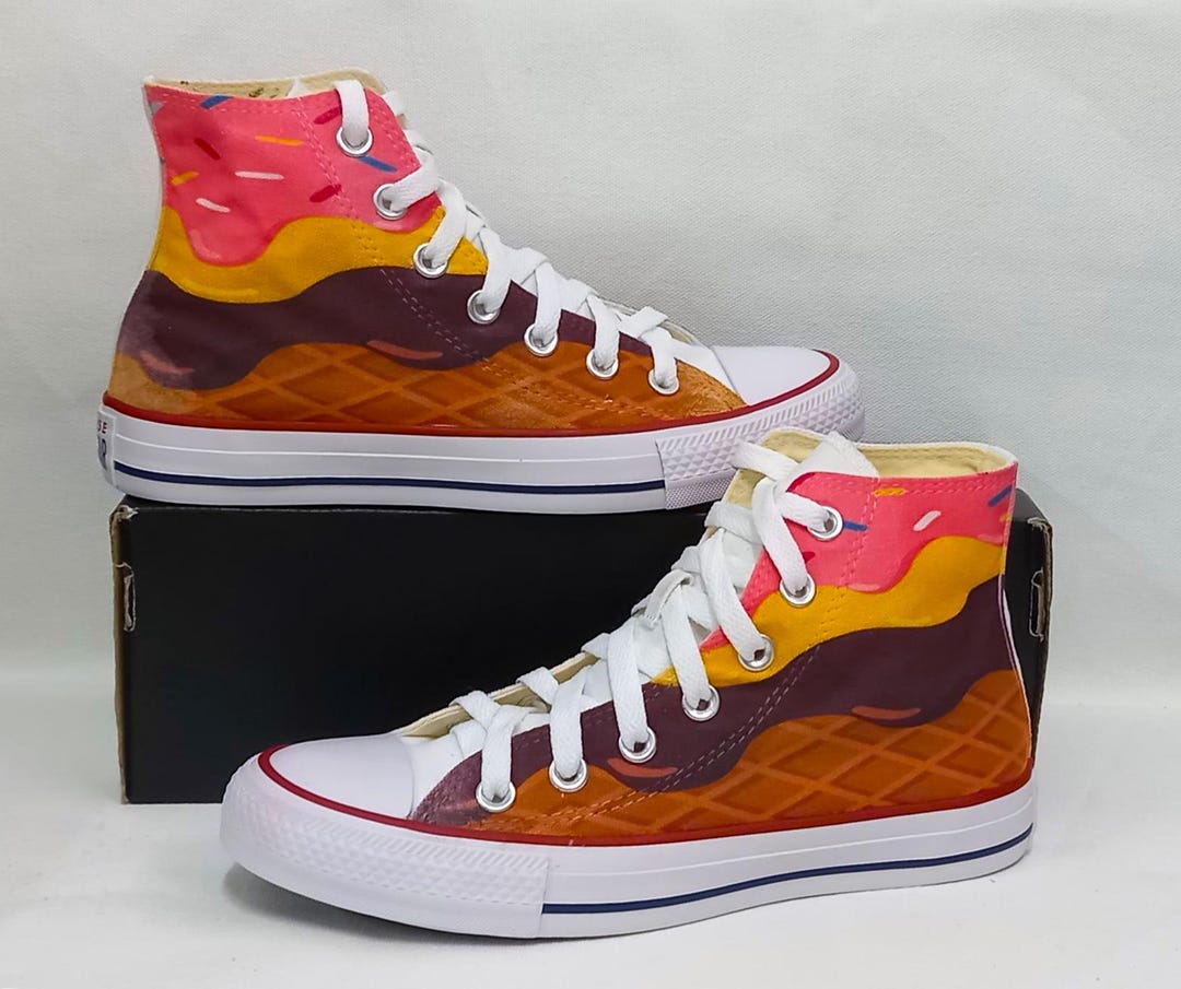 Ice Cream Melting Ice Cream Handmade Custom Hi Top Converse - Etsy