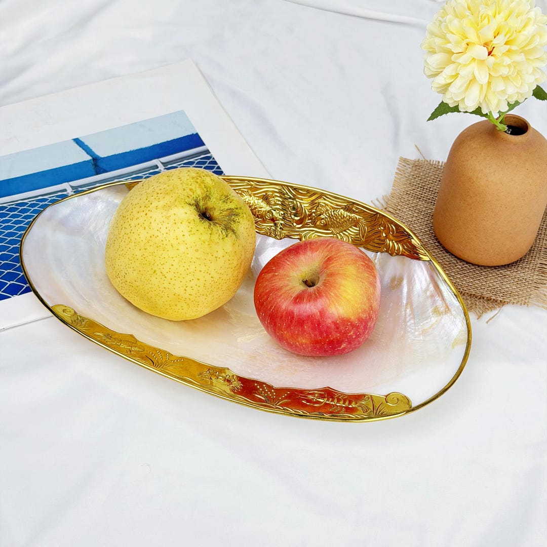 Mother-of-pearl Bowl, 9" - 11" Long Mother-of-pearl Fruit Bowl, Extra ...