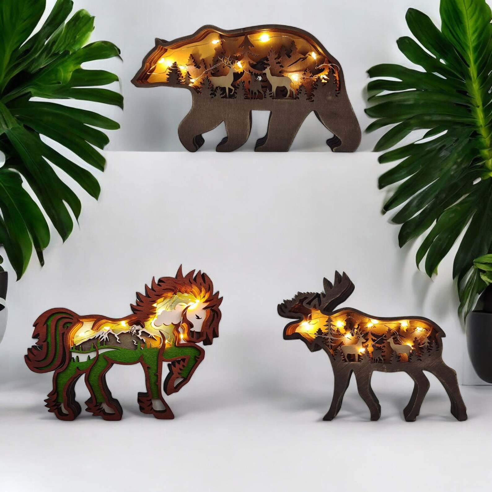 Handcrafted Wooden Animal Totem-office Home Decor,christmas Gift,elk,north Forest Ornaments ...