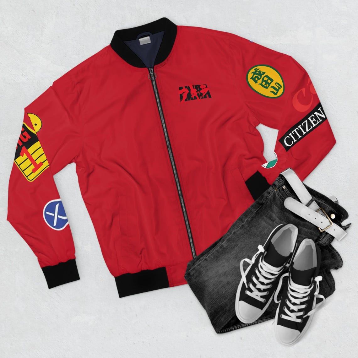 Akira Men's Bomber Jacket - Streetwear Anime Coat, Japanese Manga Style ...