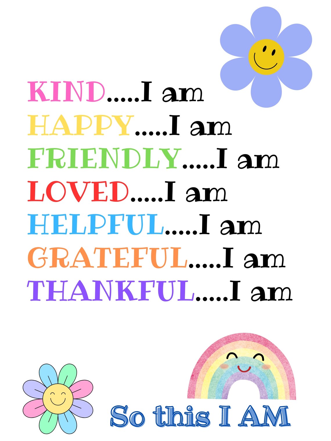 Positive Affirmations I AM Daily Positive Affirmations Printable for ...