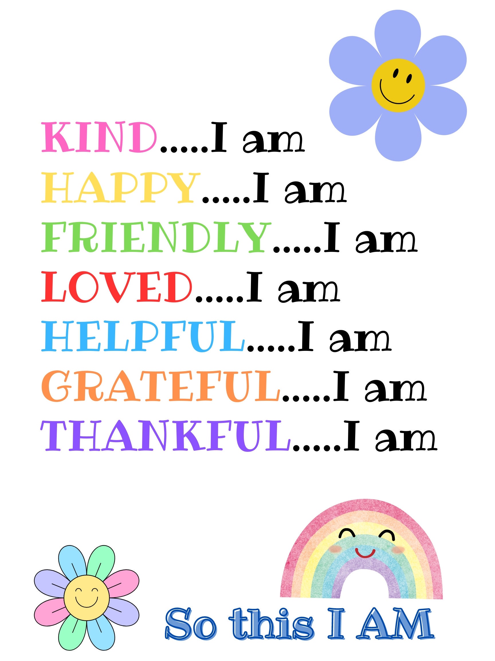 Positive Affirmations I AM Daily Positive Affirmations Printable for ...