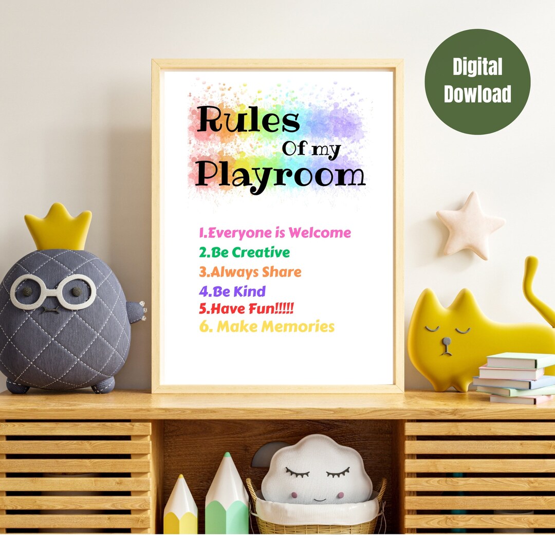 Playroom Rules 4 Sizes, Rules for Kids Playroom, Playroom Rules Digital ...