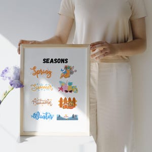 Educational Posters Weather Seasons Classroom Decor Kids Wall Art Decor ...