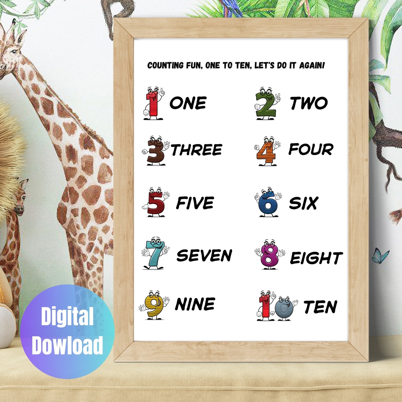 Educational Numbers Print 1 to 10 Counting 1-10 Poster Printable ...