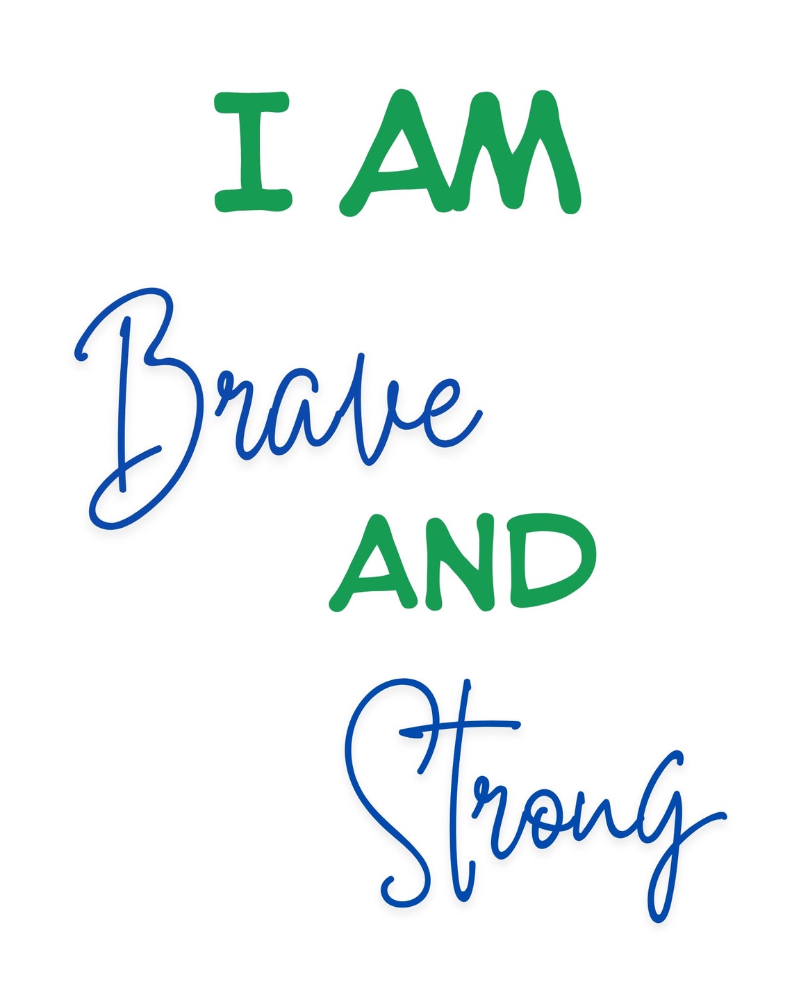 Positive Affirmation I Am Brave and Strong Printable Motivational Wall ...