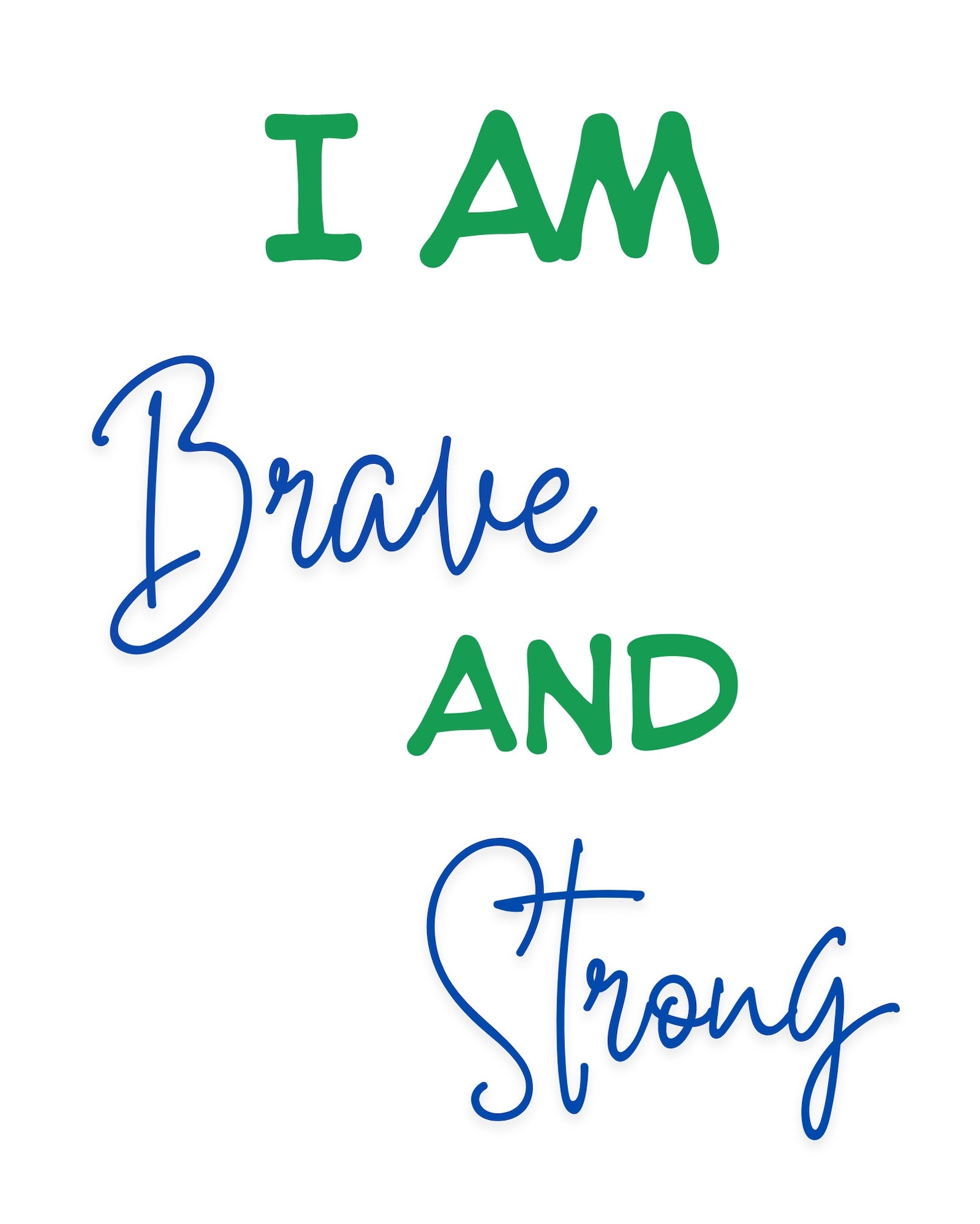 Positive Affirmation I Am Brave and Strong Printable Motivational Wall ...