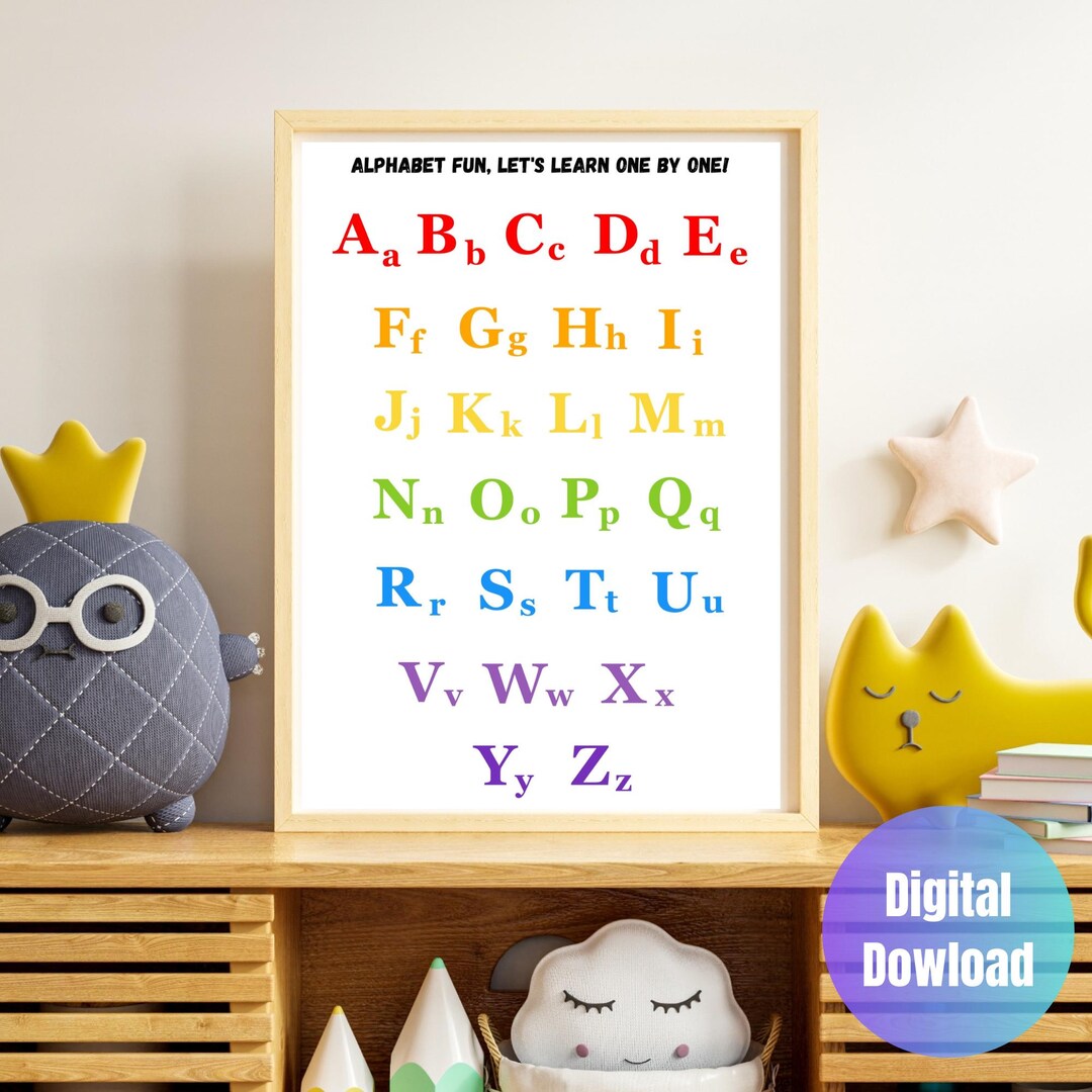 Rainbow Alphabet Printable Poster, ABC Wall Art Poster, Playroom Decor ...