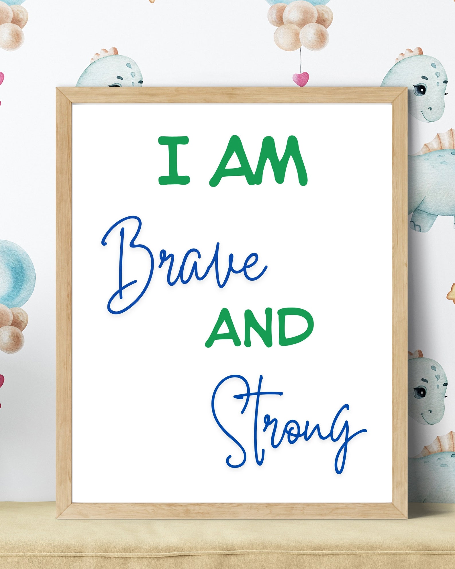 Positive Affirmation I Am Brave and Strong Printable Motivational Wall ...