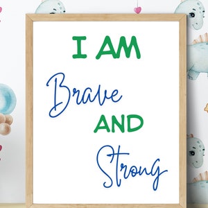 Positive Affirmation I Am Brave and Strong Printable Motivational Wall ...