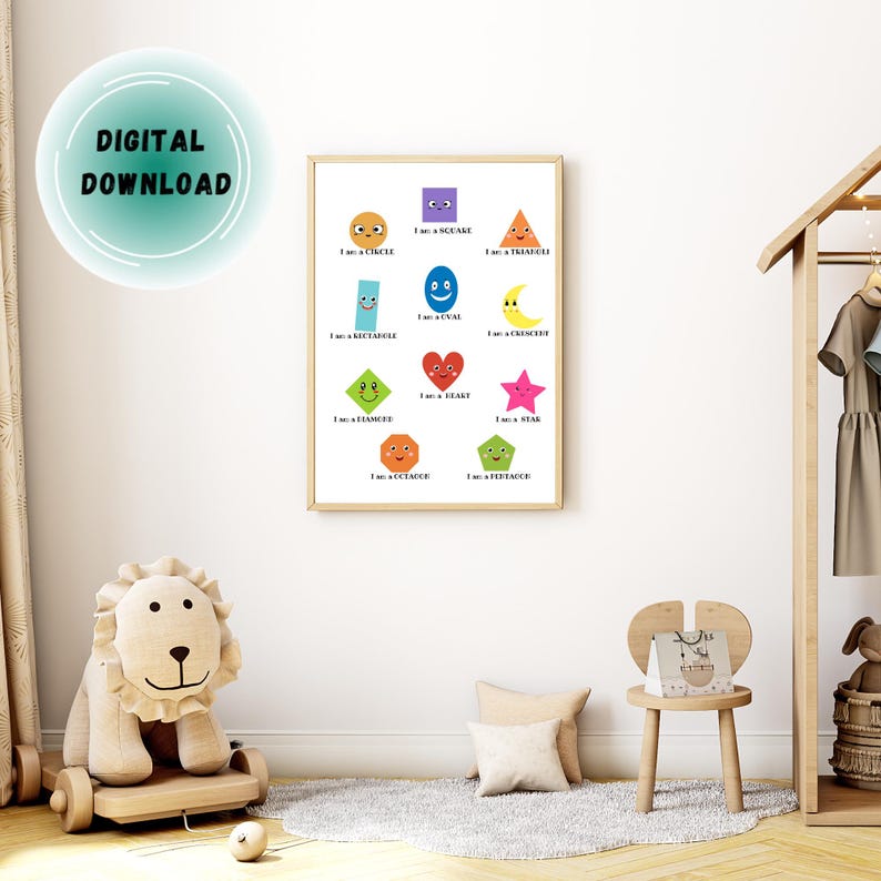 Nursery Shapes Educational Posters Homeschool Prints Classroom Decor ...