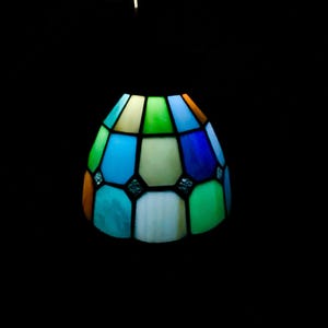 Solar Garden Lamp, Hanging Outdoor Stained Glass Light, Colorblock - Etsy