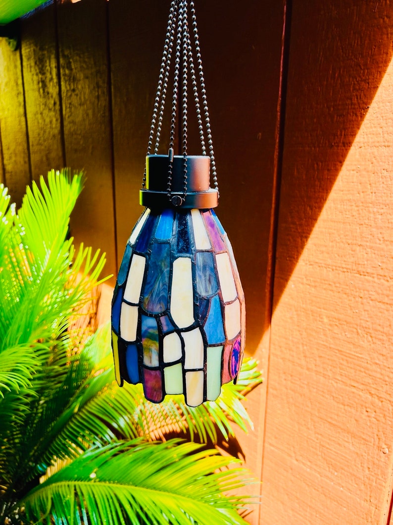 The Hanging Cape Cod Stained Glass Garden Solar Light - Etsy