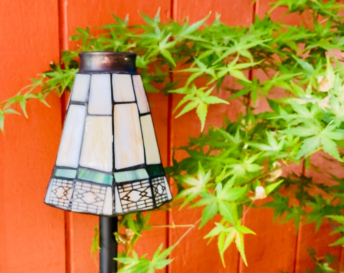 Mission Style Stained Glass Solar Light on Garden Stake or Hanging ...