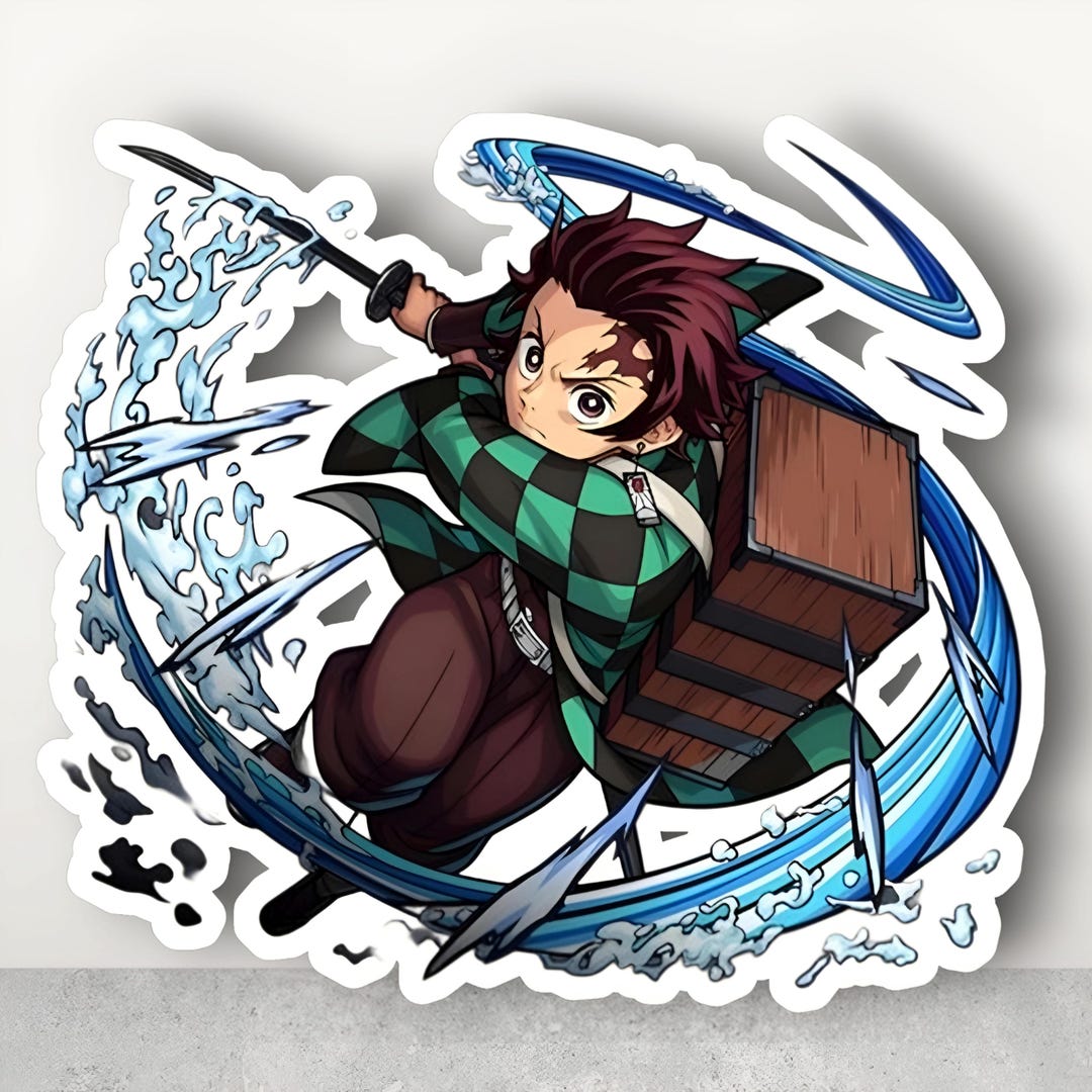 Demon Slayer Tanjiro Vinyl Decal | Cool Anime Sticker for Laptops ...