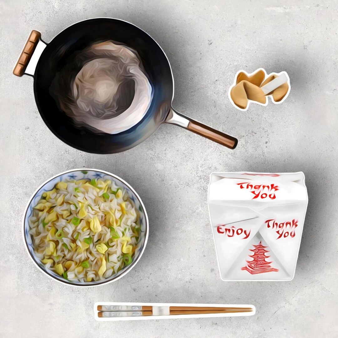 Handcrafted Fried Rice Sticker Set - Cute Asian Food Decals. - Etsy