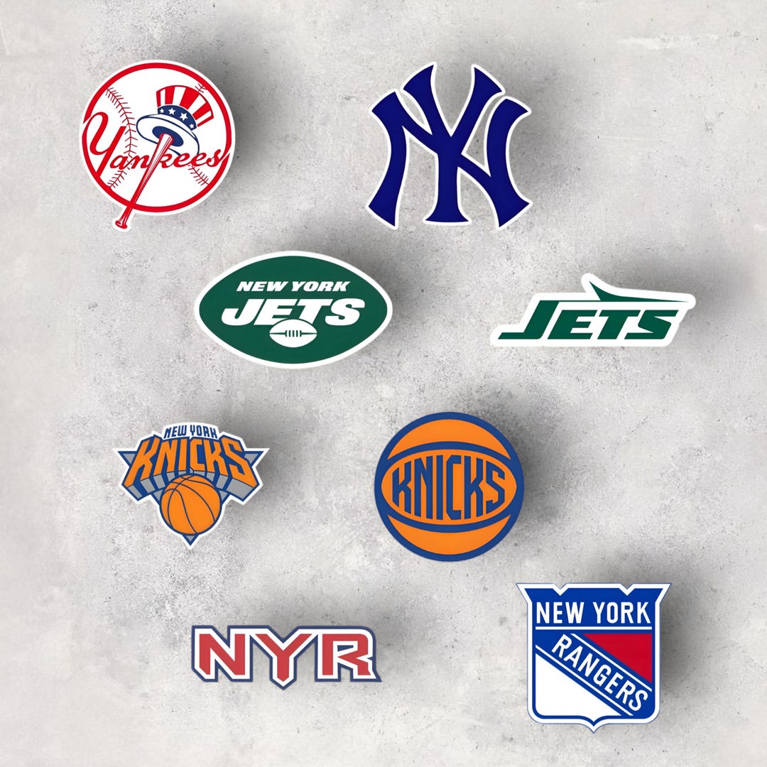 New York Sports Team Vinyl Sticker Pack Yankees, Knicks, Jets, Rangers ...