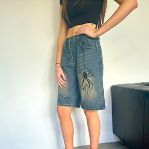 Unisex Y2K Spider Print Graphic Loose Jorts Jorts, Summer Jorts, Trendy ...