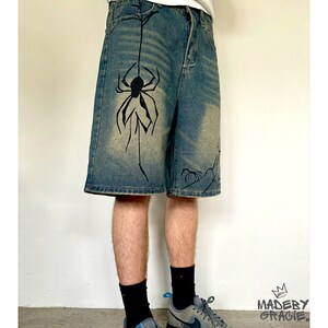Unisex Y2K Spider Print Graphic Loose Jorts Jorts, Summer Jorts, Trendy ...