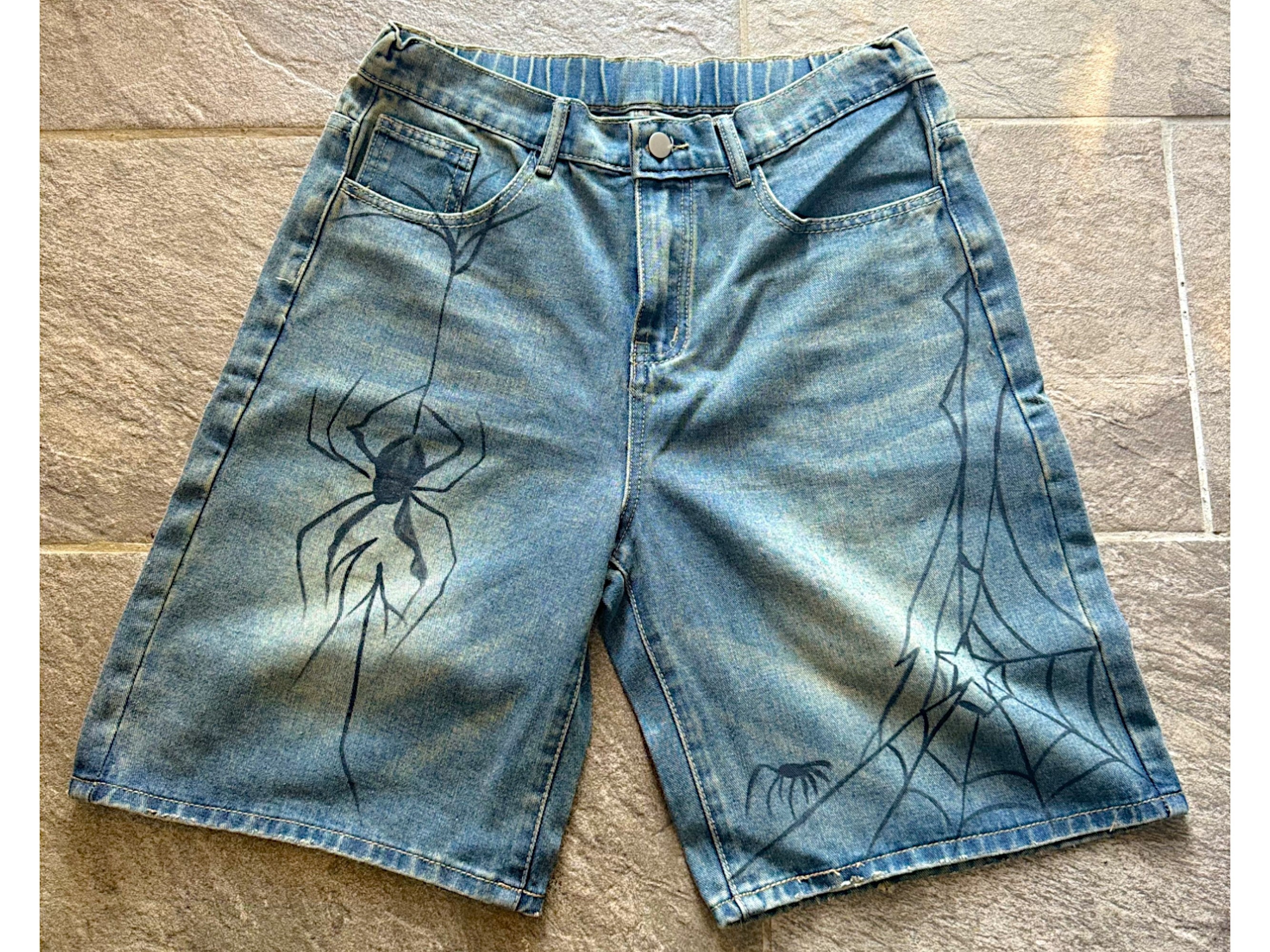 Unisex Y2K Spider Print Graphic Loose Jorts Jorts, Summer Jorts, Trendy ...