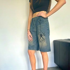 Unisex Y2K Spider Print Graphic Loose Jorts Jorts, Summer Jorts, Trendy ...