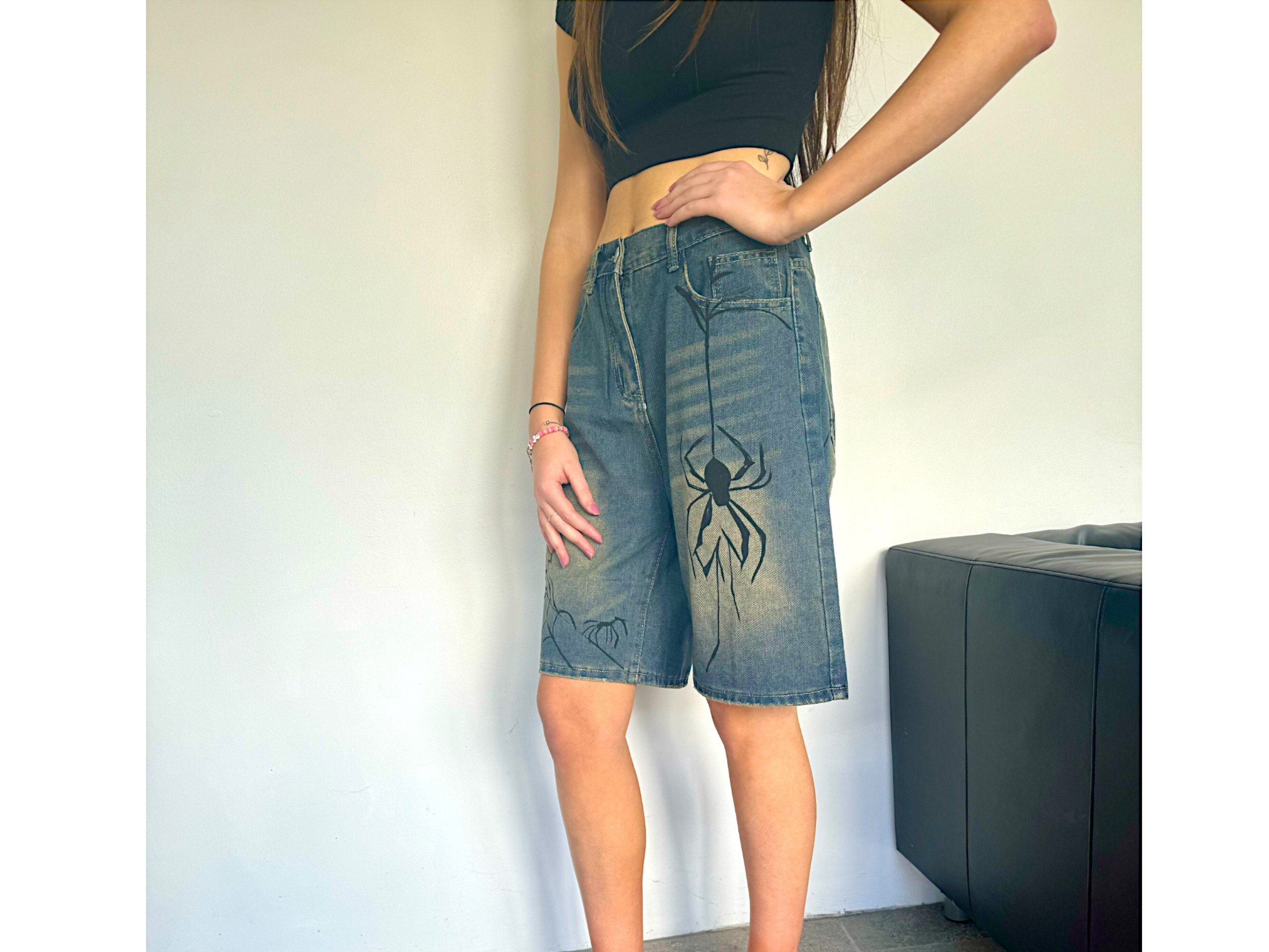 Unisex Y2K Spider Print Graphic Loose Jorts Jorts, Summer Jorts, Trendy ...