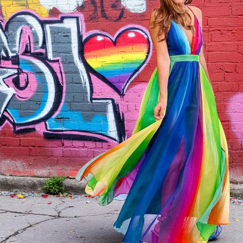 Rainbow Wedding Dress Women - Etsy UK