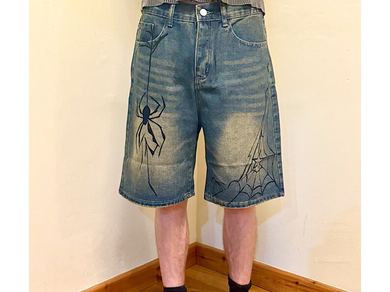 Unisex Y2K Spider Print Graphic Loose Jorts Jorts, Summer Jorts, Trendy ...