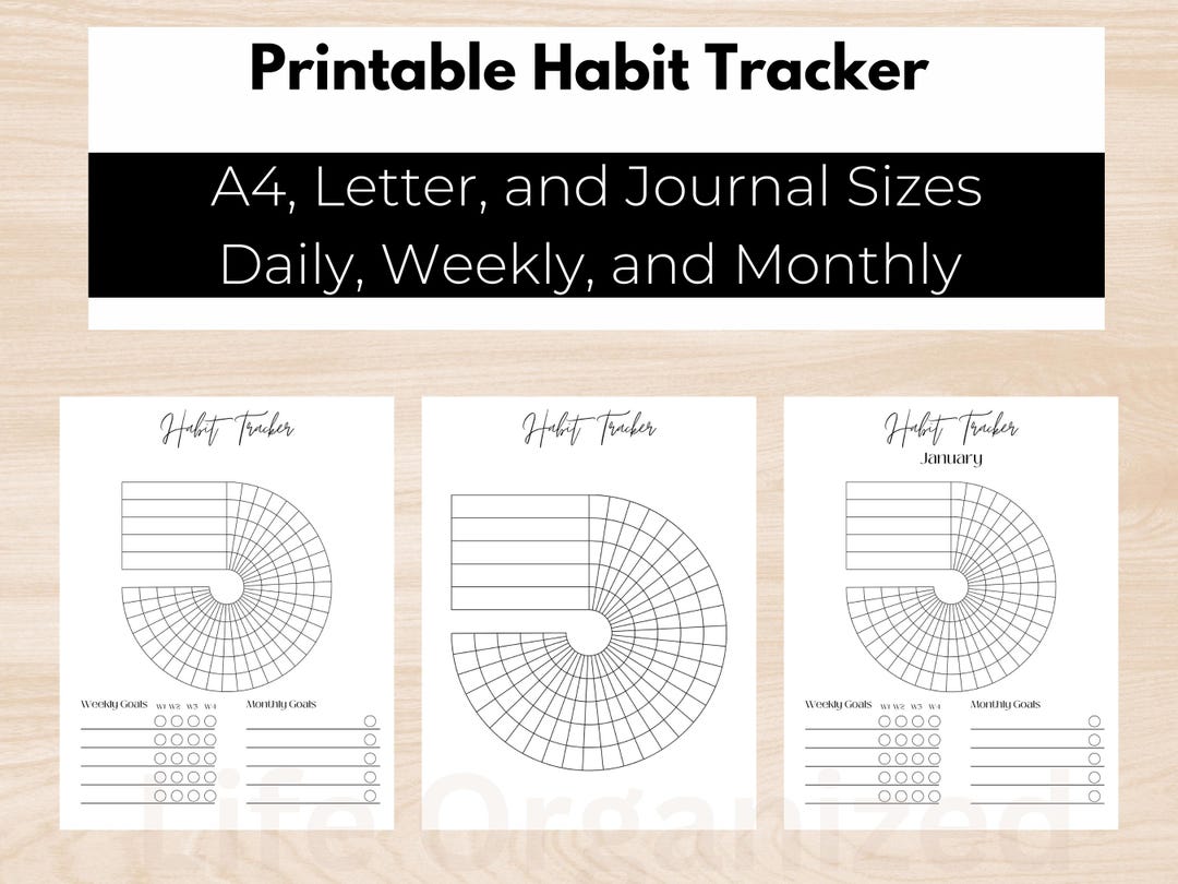 Habit Tracker PDF With Daily, Weekly, and Monthly Goals | Printable - Etsy