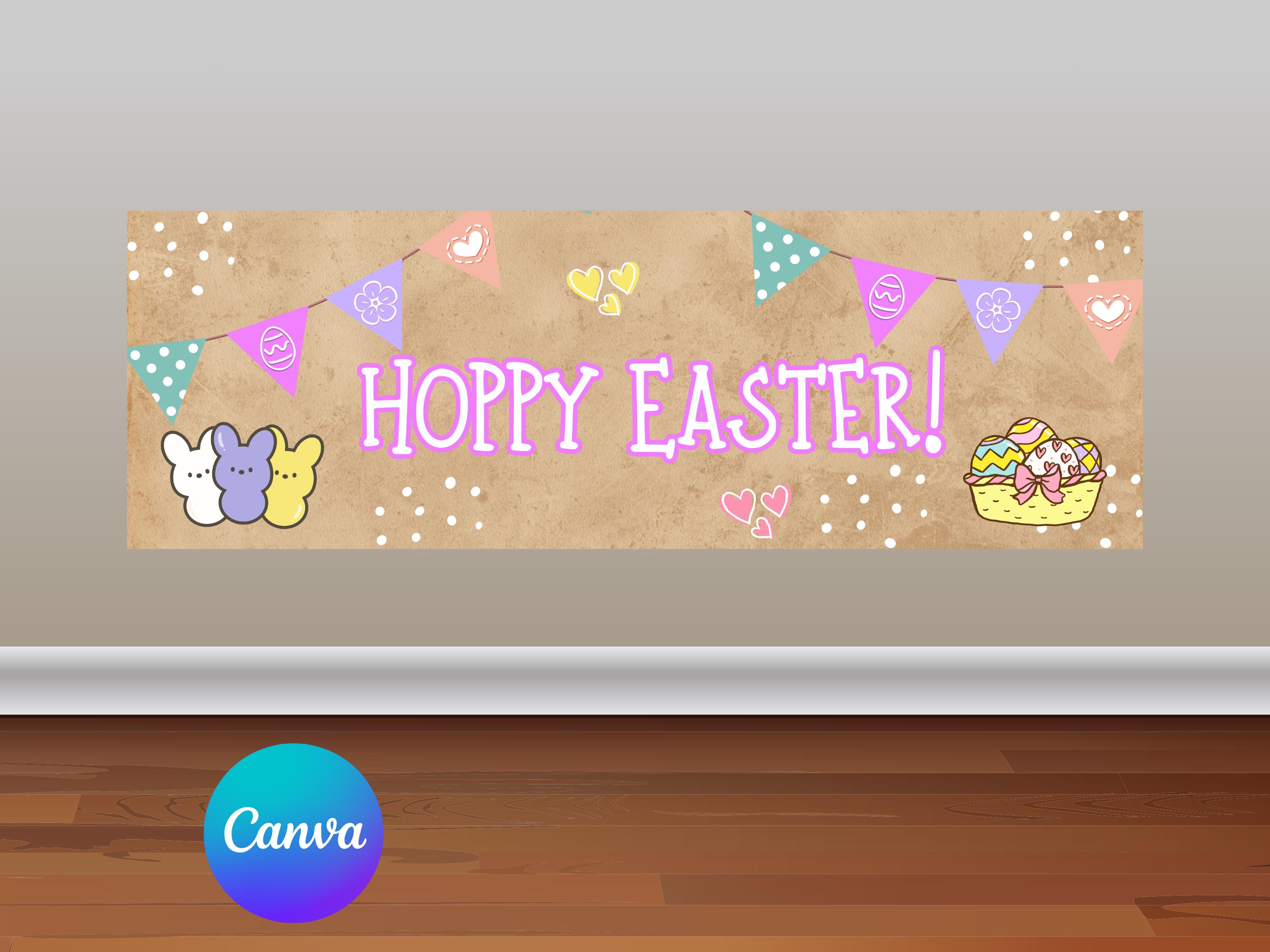 Hoppy Easter Banner | Printable Easter Party Decoration | Digital ...