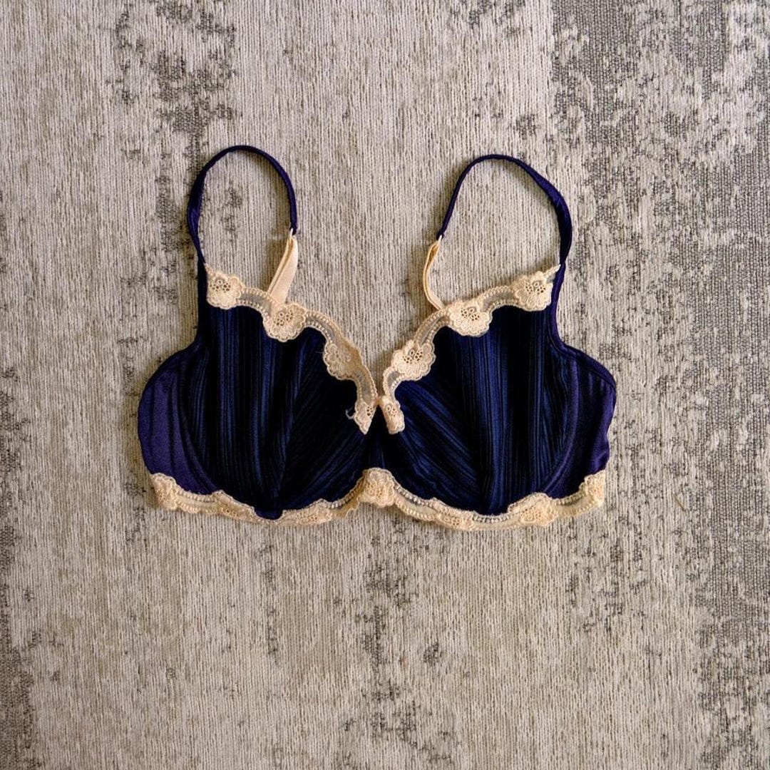1970s La Perla Dark Blue Pleated Bra - Etsy