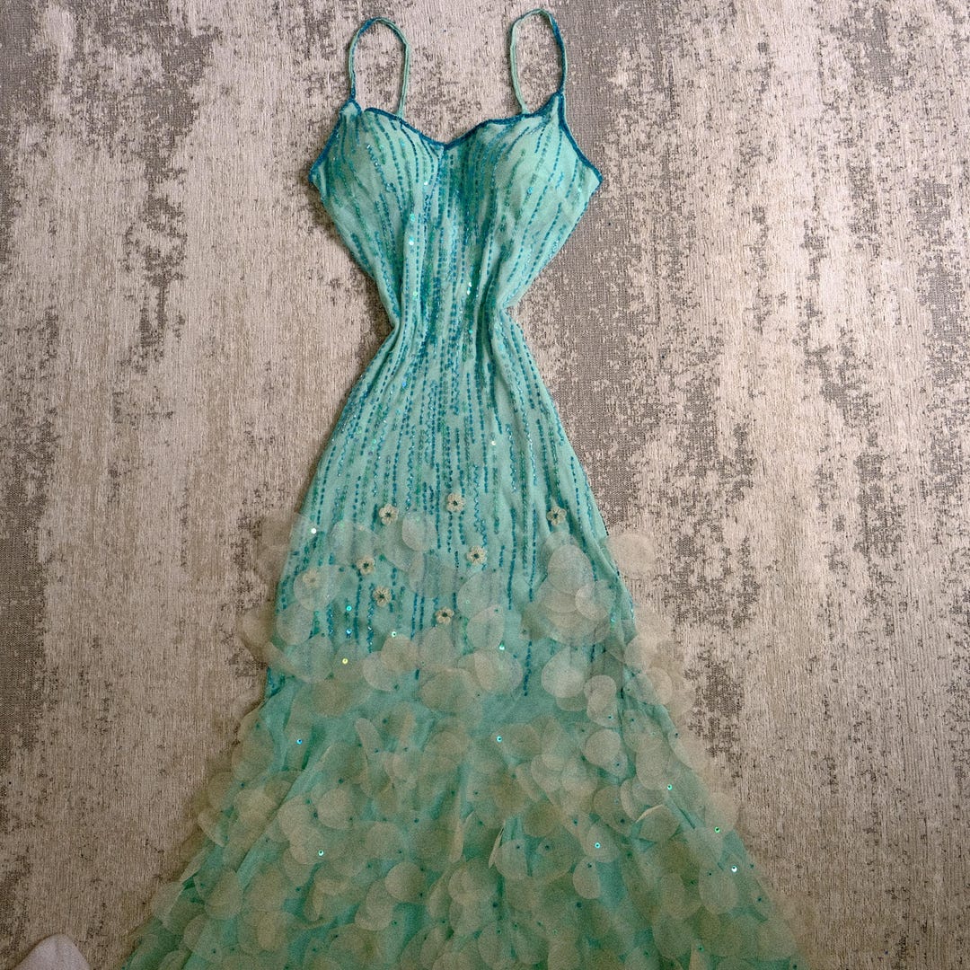 Ocean Blue Raindrop Blossom Delicate Dress Vintage Rare - Etsy