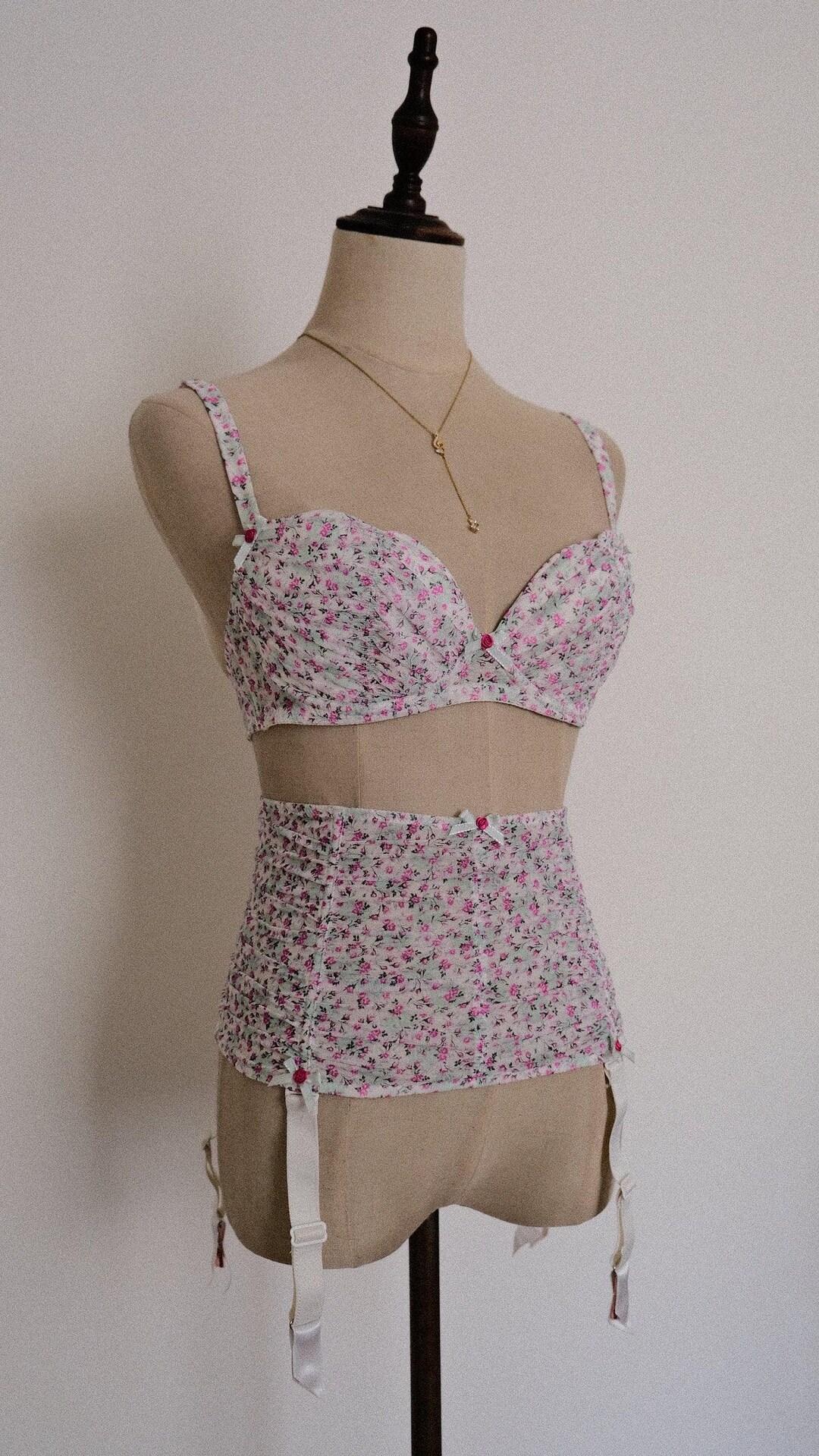 Chantal Thomass Vintage Floral Ruffle Bra and Garter Lingerie Set - Etsy