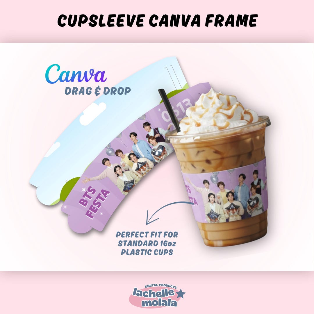 Editable Cup Sleeve Canva Frame Template | Instant Download - Etsy