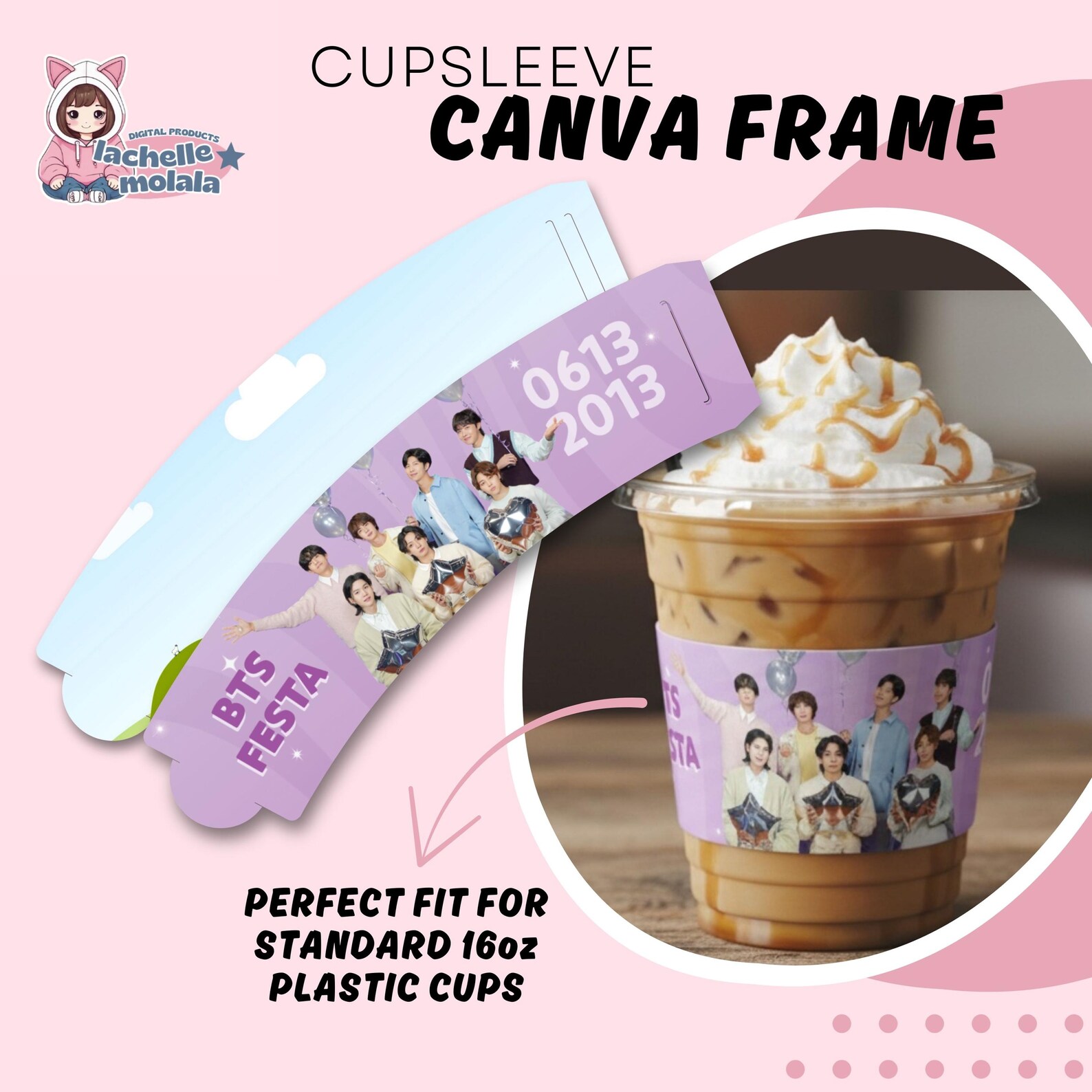 Editable Cup Sleeve Canva Frame Template | Instant Download - Etsy