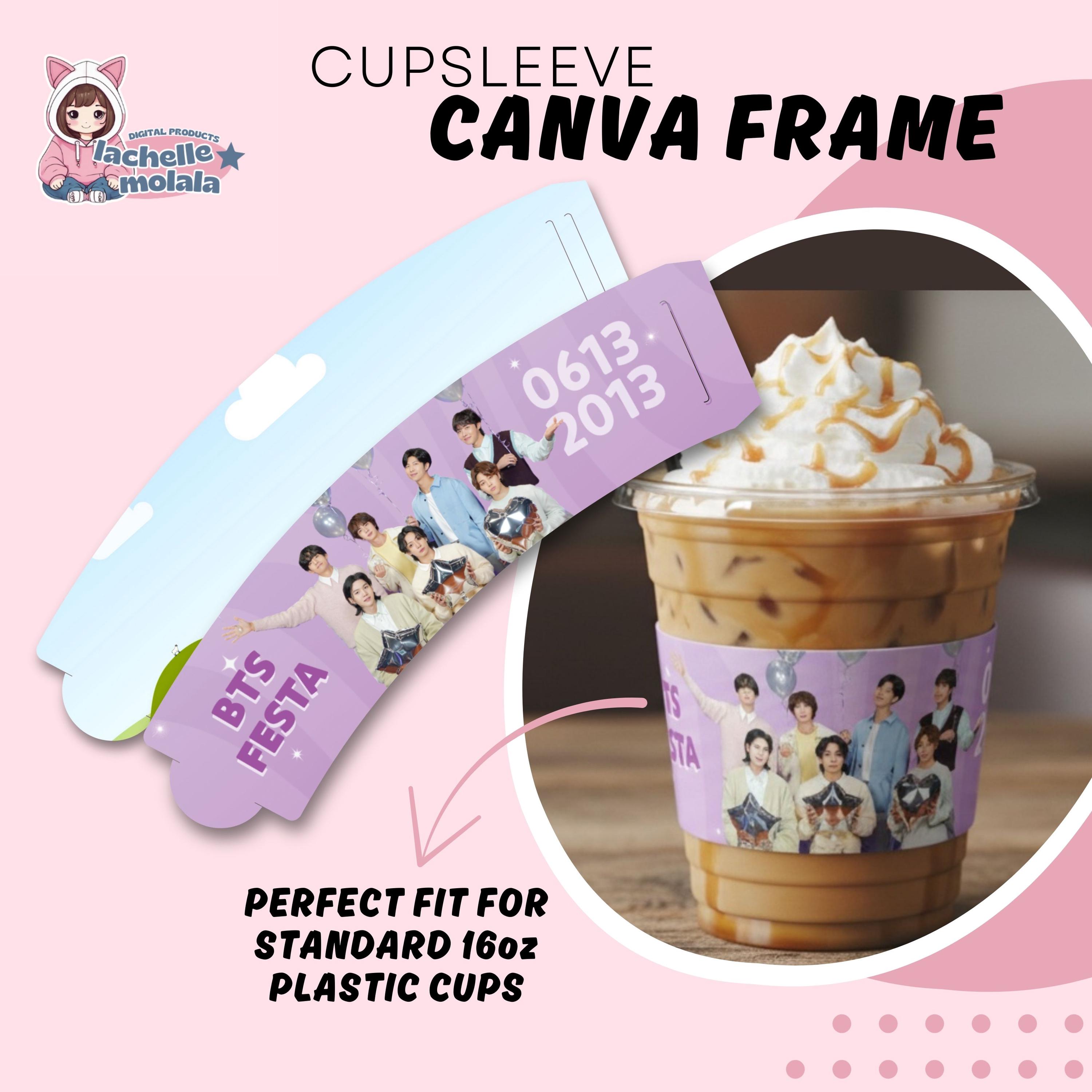 Editable Cup Sleeve Canva Frame Template | Instant Download - Etsy