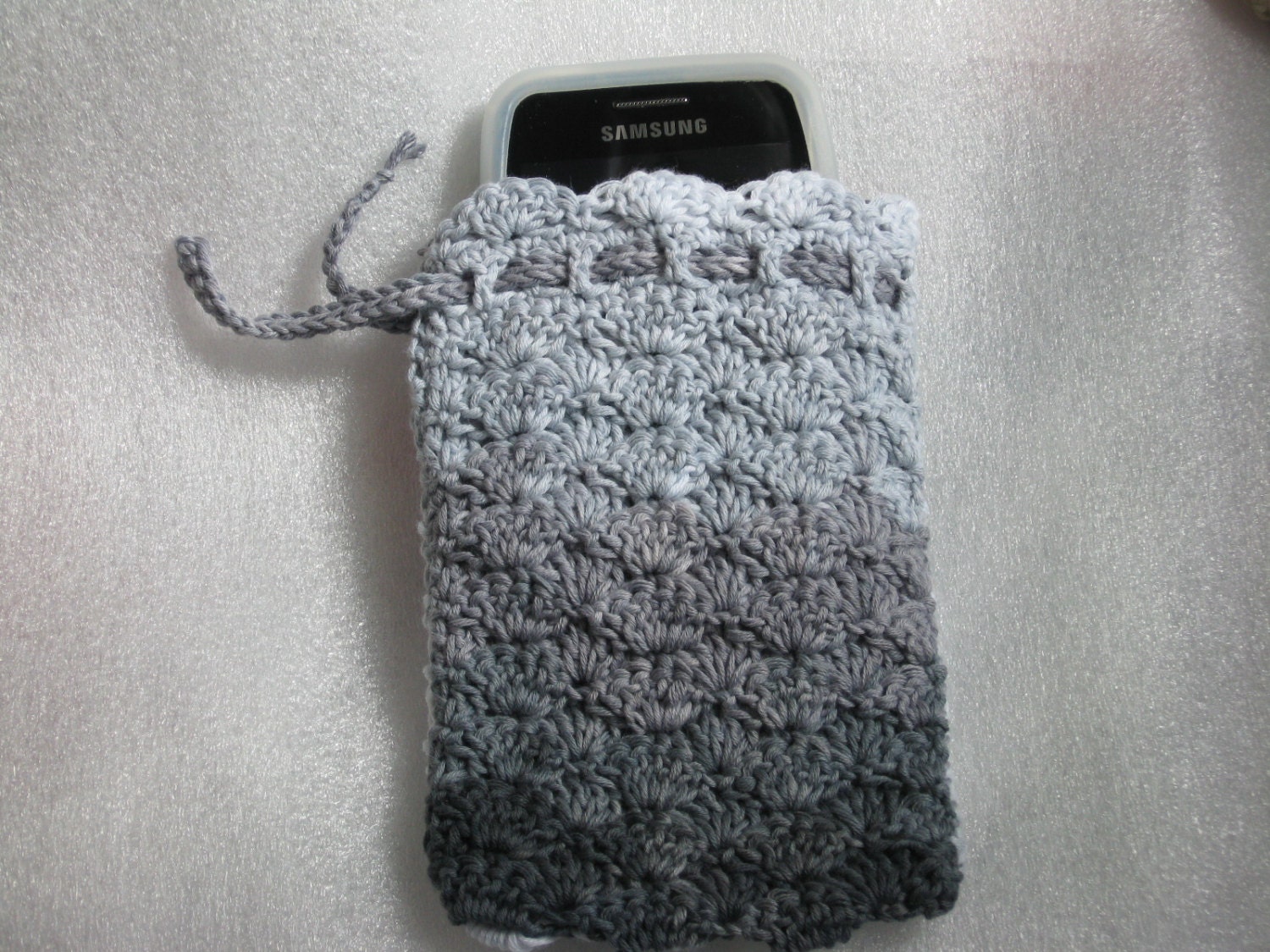 Crocheted Iphone/galaxy Case Black, Gray, White From Cotton - Etsy UK