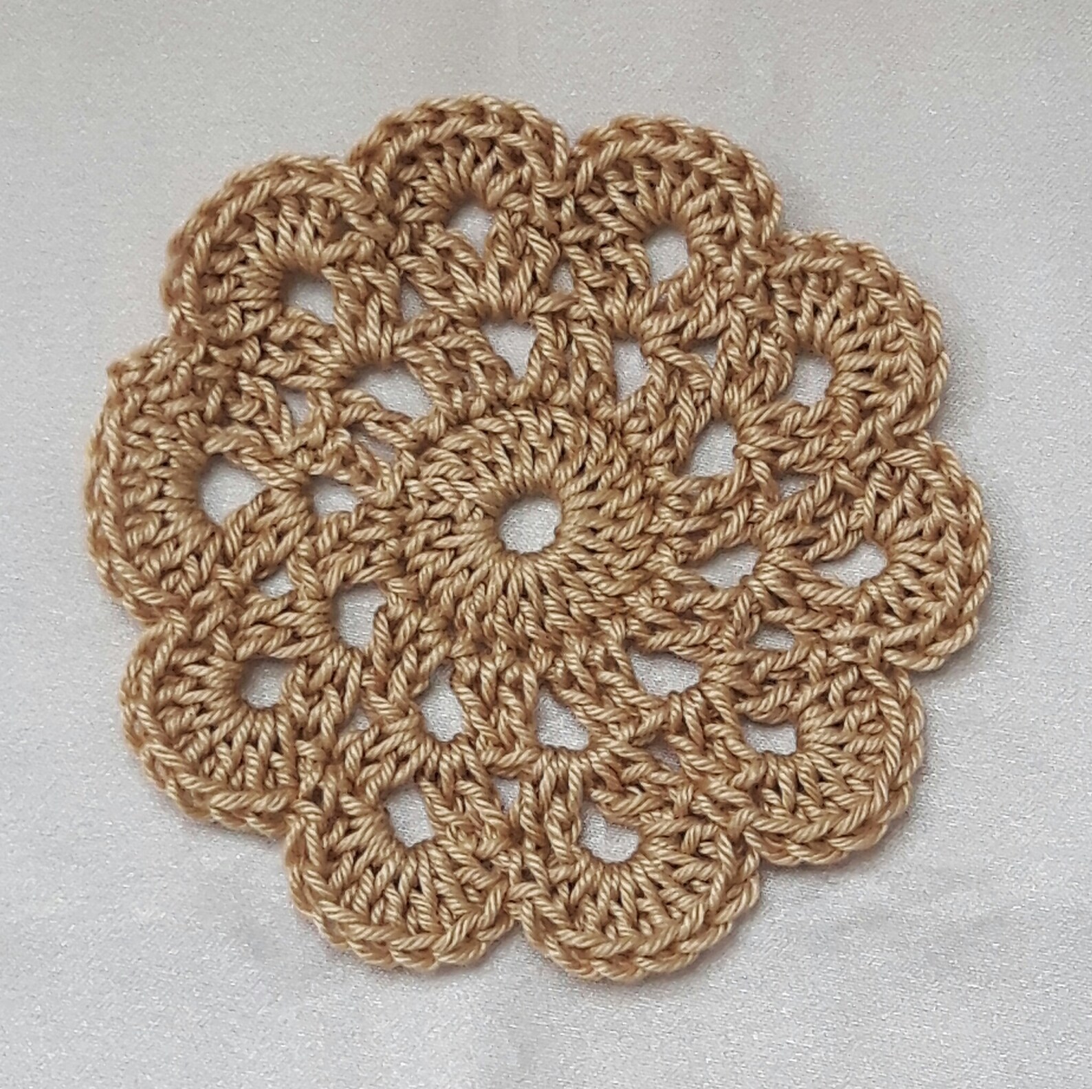 Set of Beige Crochet Coasters for 1 Cup and 1 Plate, Knit Coasters, Cup ...
