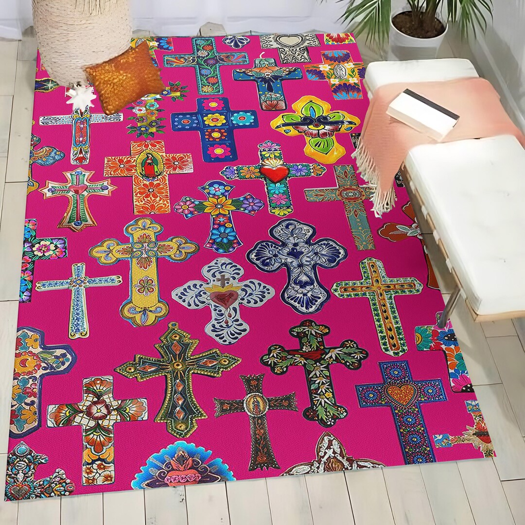 Prayer Corner Rug,christian Cross Rug, Religious Farmhouse Area Rug ...