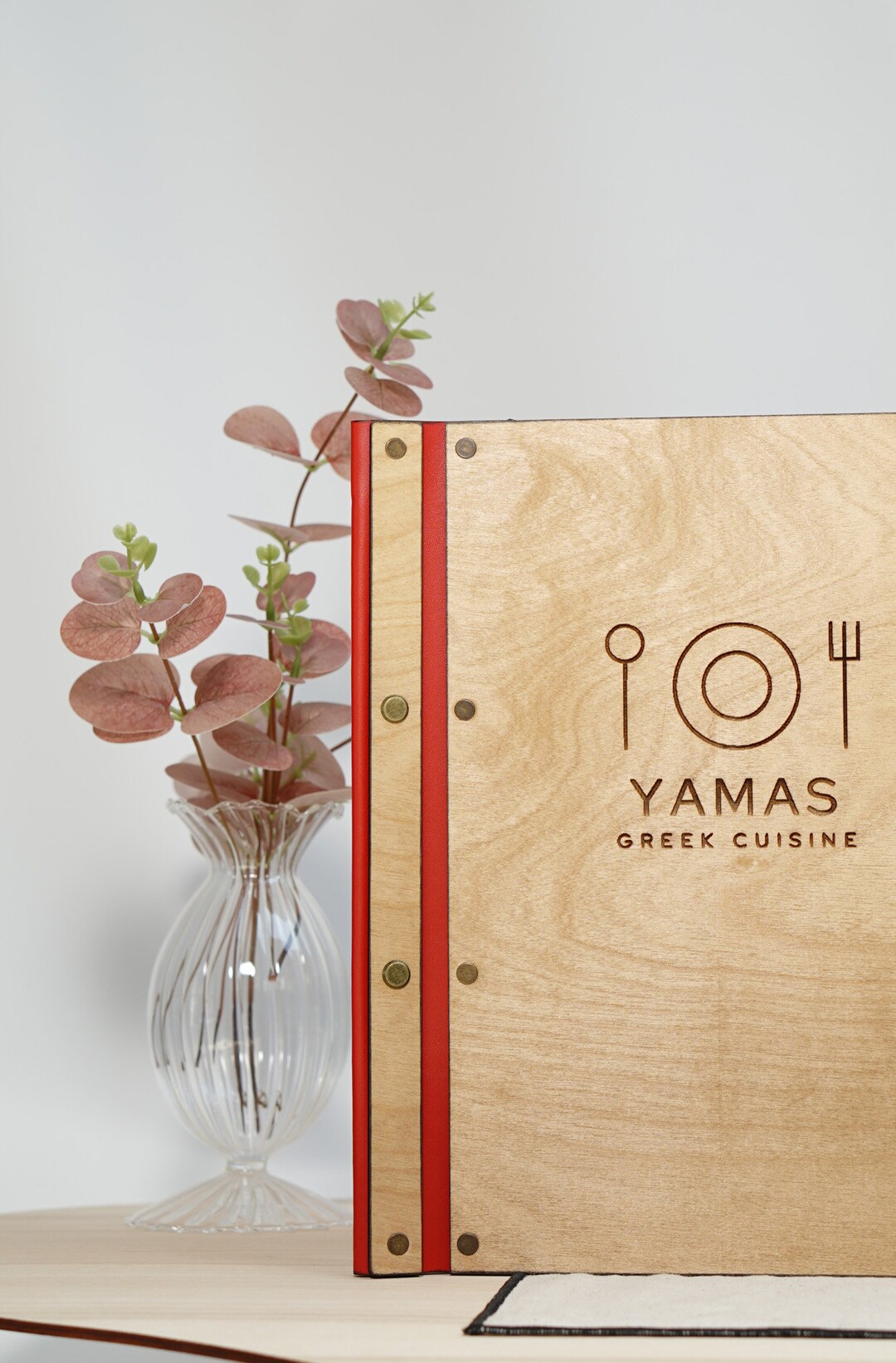 Wood Menu Folder, Restaurant Menu With Engraved Logo, Custom Cafe Menu ...
