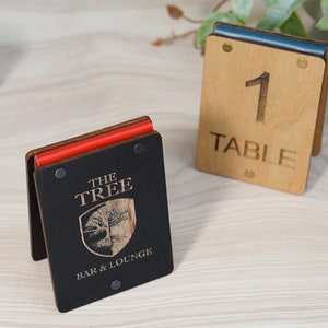 Wood Table Number Sign, Custom Cafe Decor, Wood Sign With Engraving ...