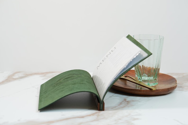 Embossed Leather Restaurant Menu: Vintage Wood Menu Folder, Custom ...