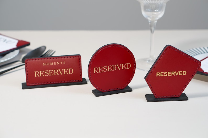 Leather Reserved Table Sign: Restaurant Cafe Decor, Wedding - Etsy