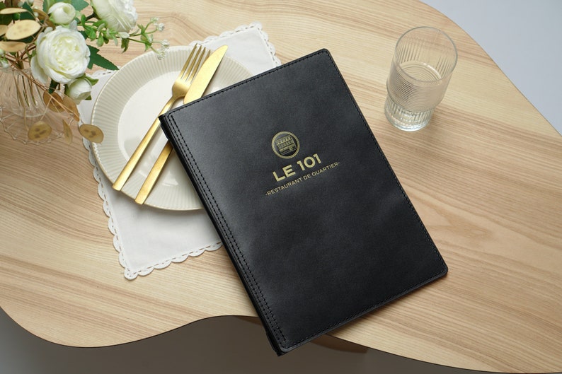 Custom Leather Menu Cover: Restaurant Menu Folder, A4 A5, Embossed Logo ...